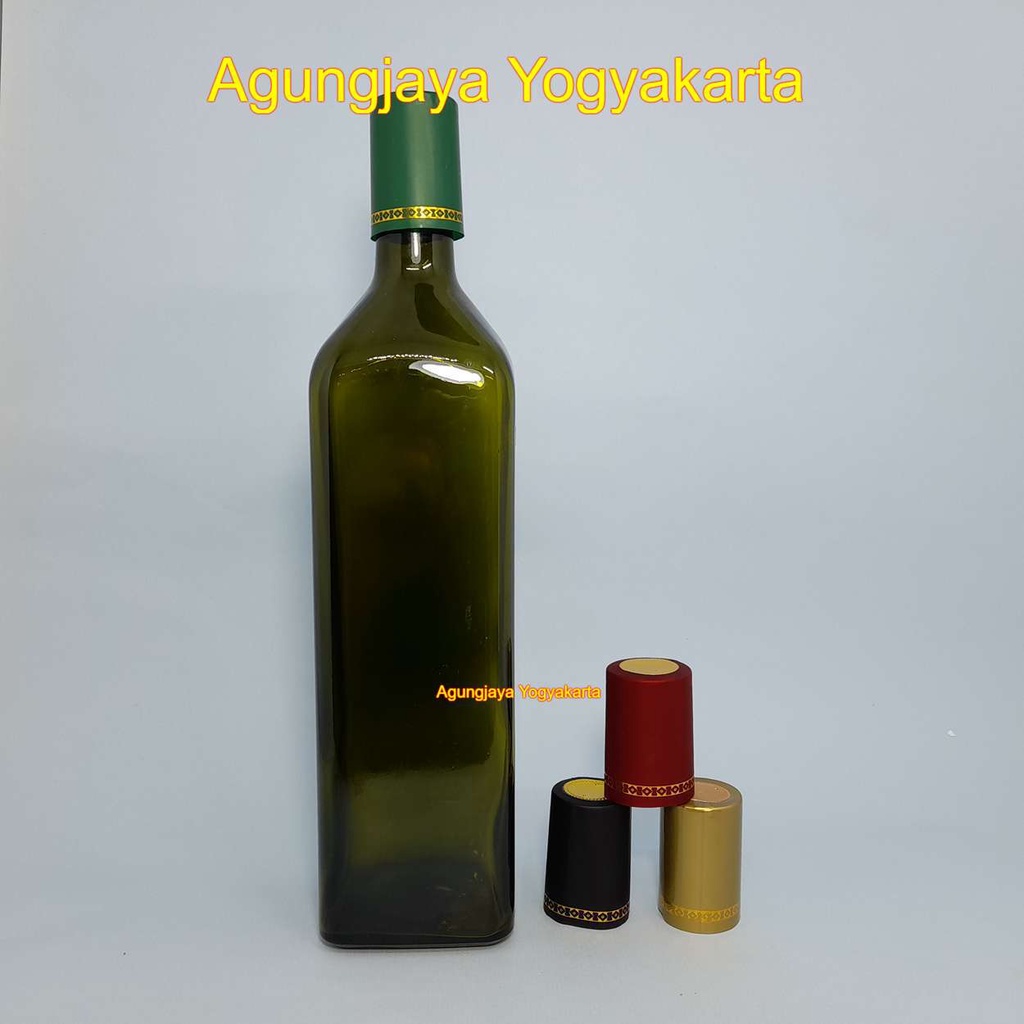 Jual Botol Vco 1 Liter Kotak Hijau Segel / Botol Kaca 1 Liter Kotak ...