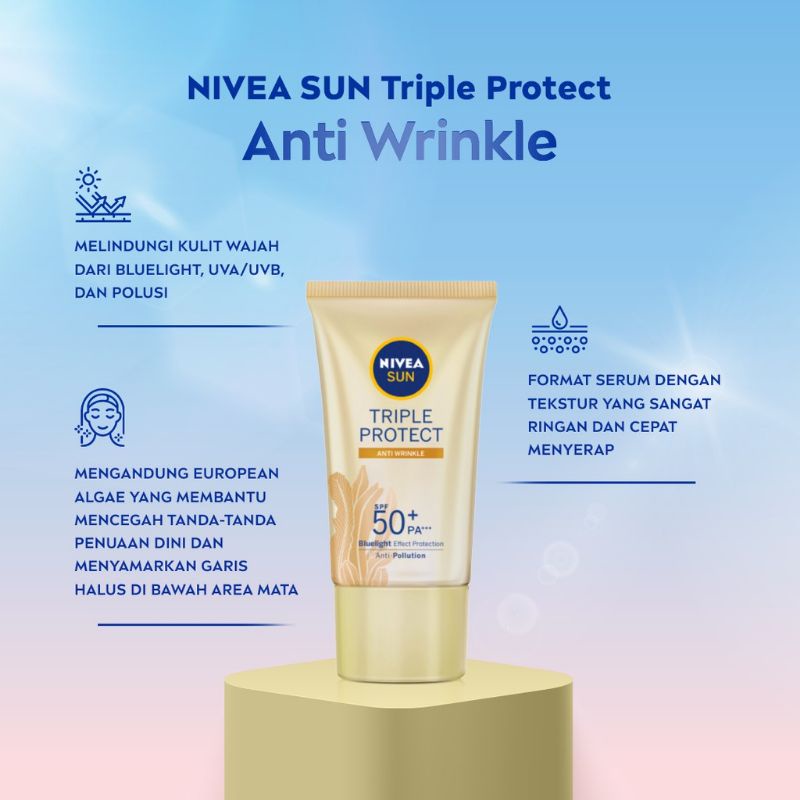 Jual Nivea Sun Triple Protect Advanced Daily Sunscreen SPF50 - Anti ...