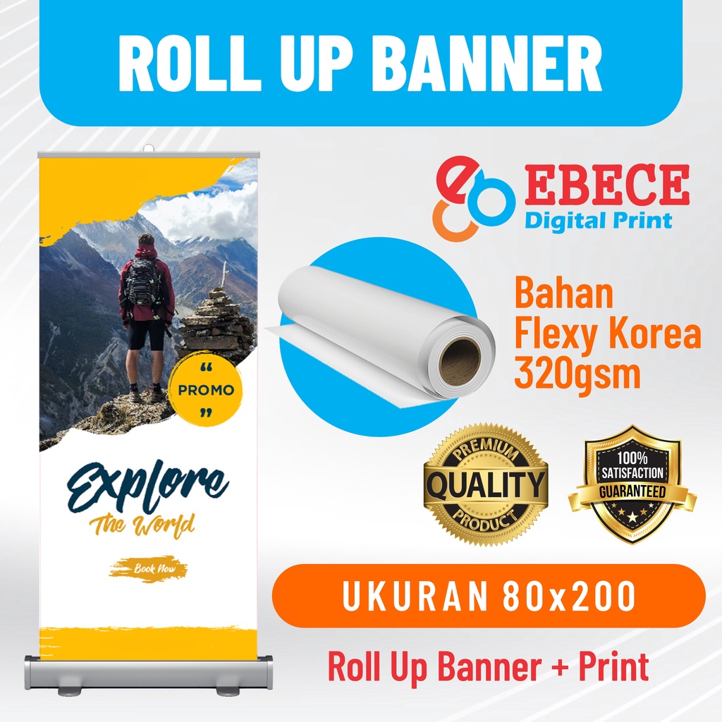 Jual CETAK ROLL UP BANNER BESAR BAHAN BAGUS BANNER VERTICAL ROLL BANNER (80 X 200 CM) | Shopee ...