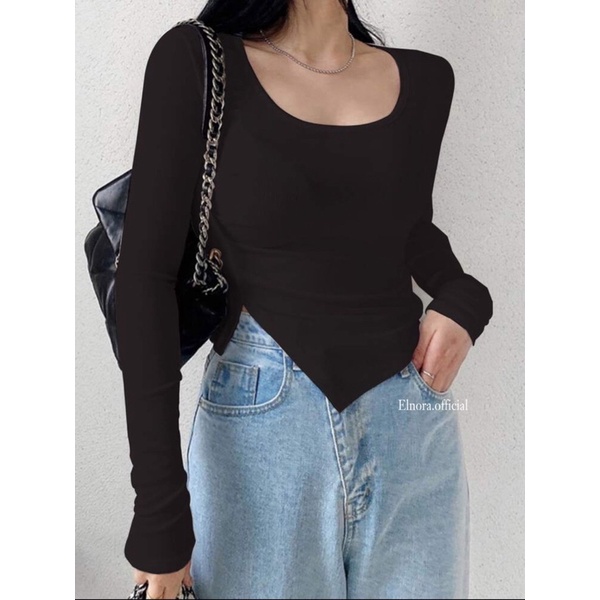 Jual BLUS ATASAN WANITA BLOUSE LENGAN PANJANG KOREA (FE-48) TIDAK CROP ...