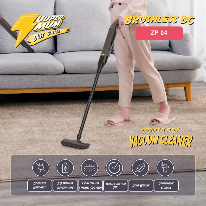 Jual Zuuper Mum Dust Buster Cordless Stick Vacuum Cleaner (Brushless ...