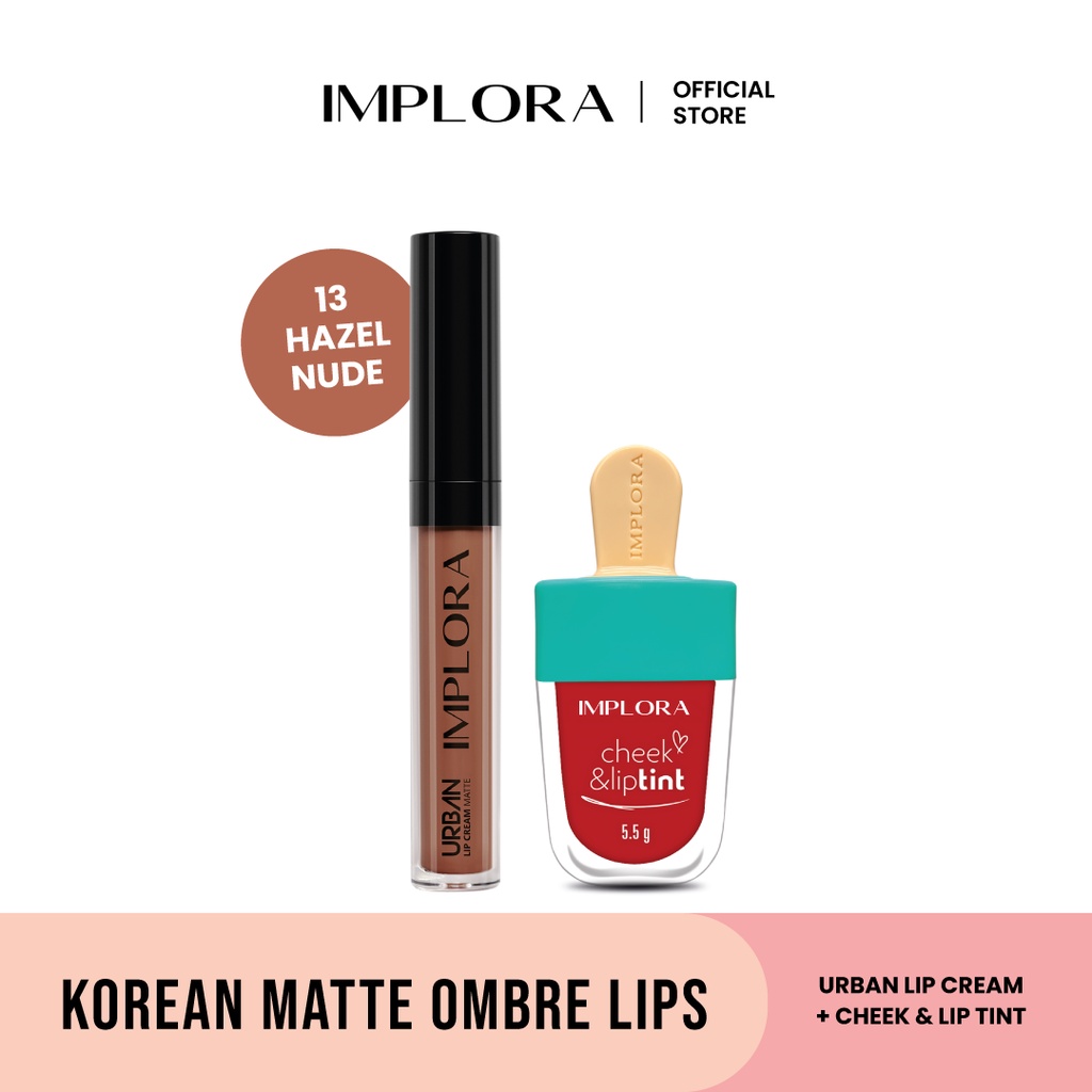 Jual Implora Korean Matte Ombre Lips (Hazelnude Lip Cream + LipTint ...