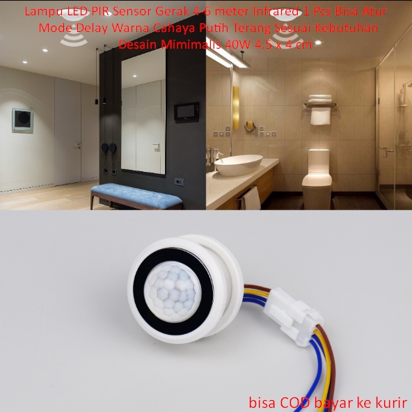 Jual Lampu LED PIR Sensor Gerak 4-6 meter Infrared 1 Pcs Bisa Atur Mode ...