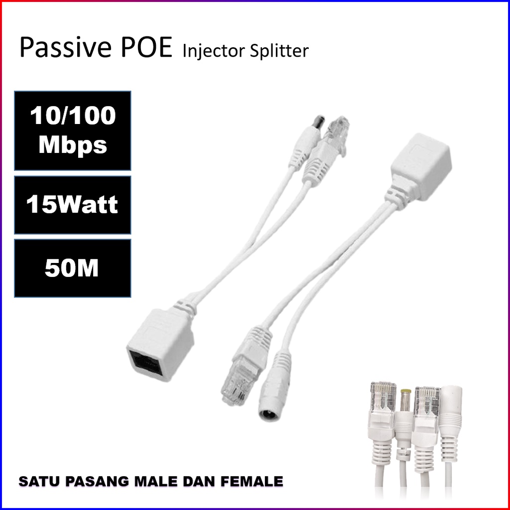 Jual Kabel POE Injektor Injector Splitter Spliter 5V 12V 24V 48V Set ...