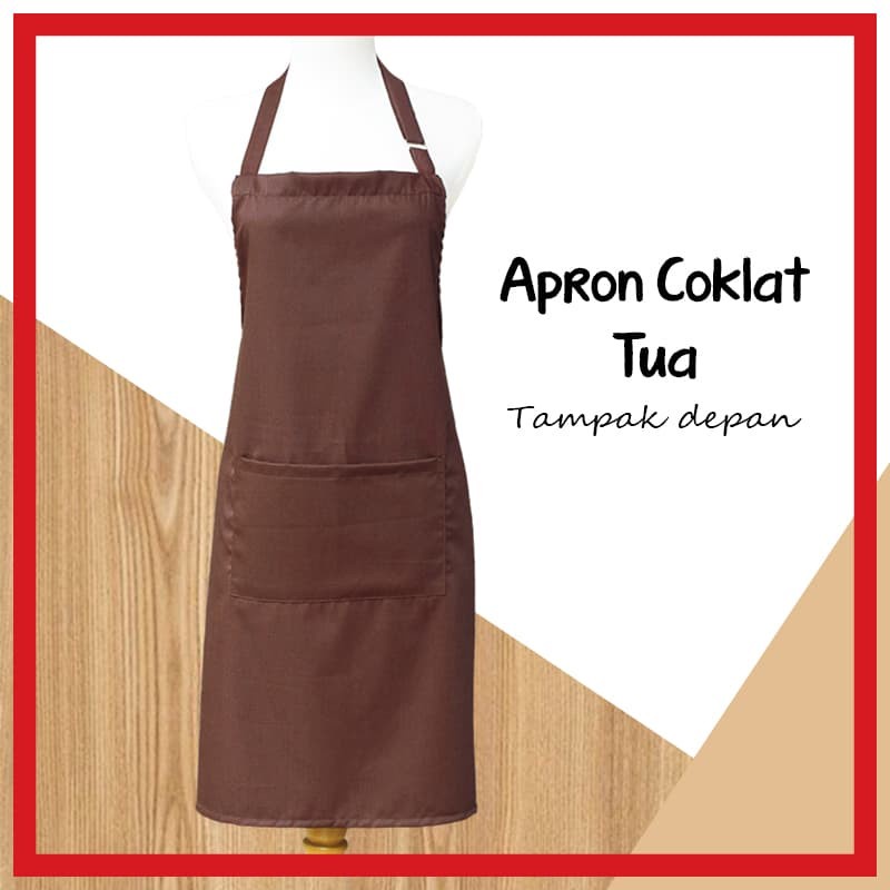 Jual Apron Polos - Coklat Tua | Shopee Indonesia
