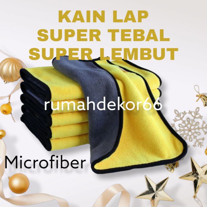 Jual Kain Lap KUNING ABU Microfiber Serbaguna 30X30Cm 2 Sisi Halus ...
