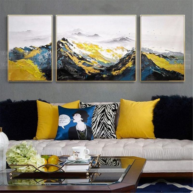 Jual lukisan abstak mountain gold ~ sudah termasuk bingkai minimalis ...