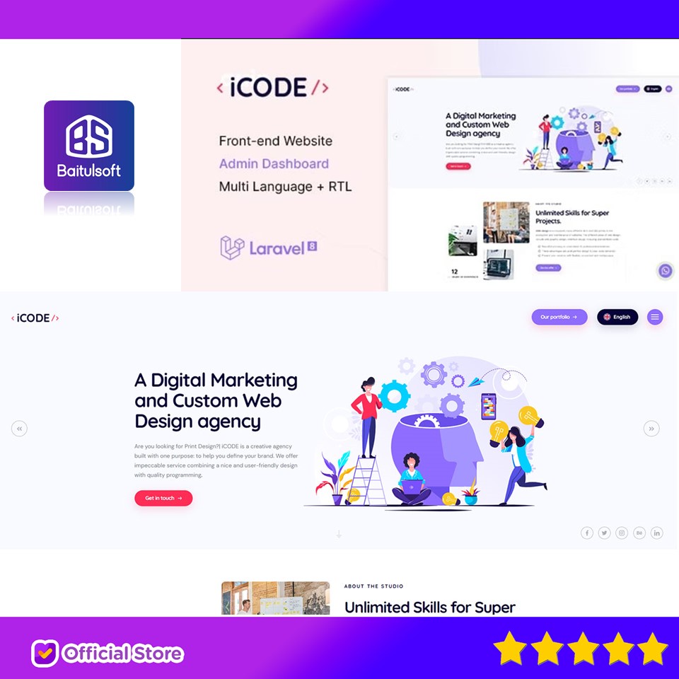 Jual SOURCE CODE APLIKASI ICODE - MULTIPURPOSE WEBSITE CMS & CREATIVE ...