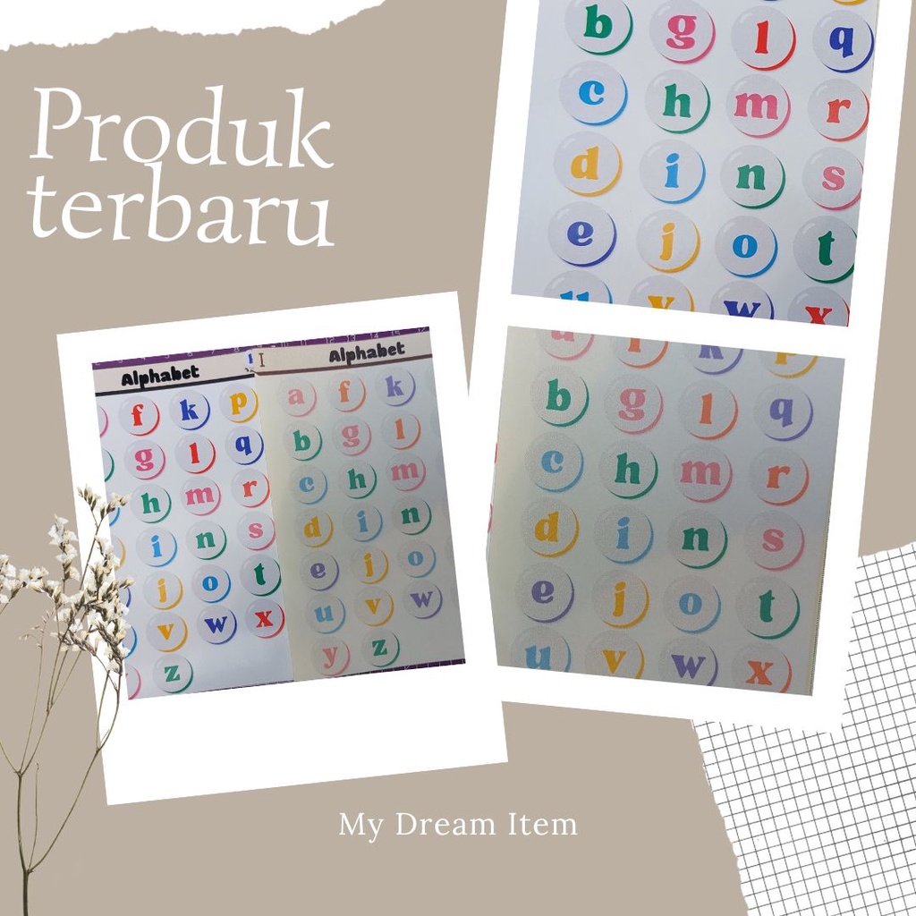 Jual Sticker 1 sheet ALPHABET NO CUT Journal Diary Sticker Hvs Glossy ...