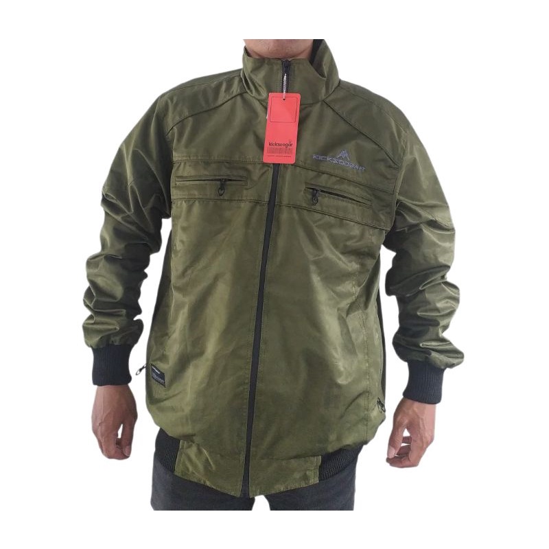Jual KICKSOOGAR jaket bomber pria hijau army taslan | Shopee Indonesia