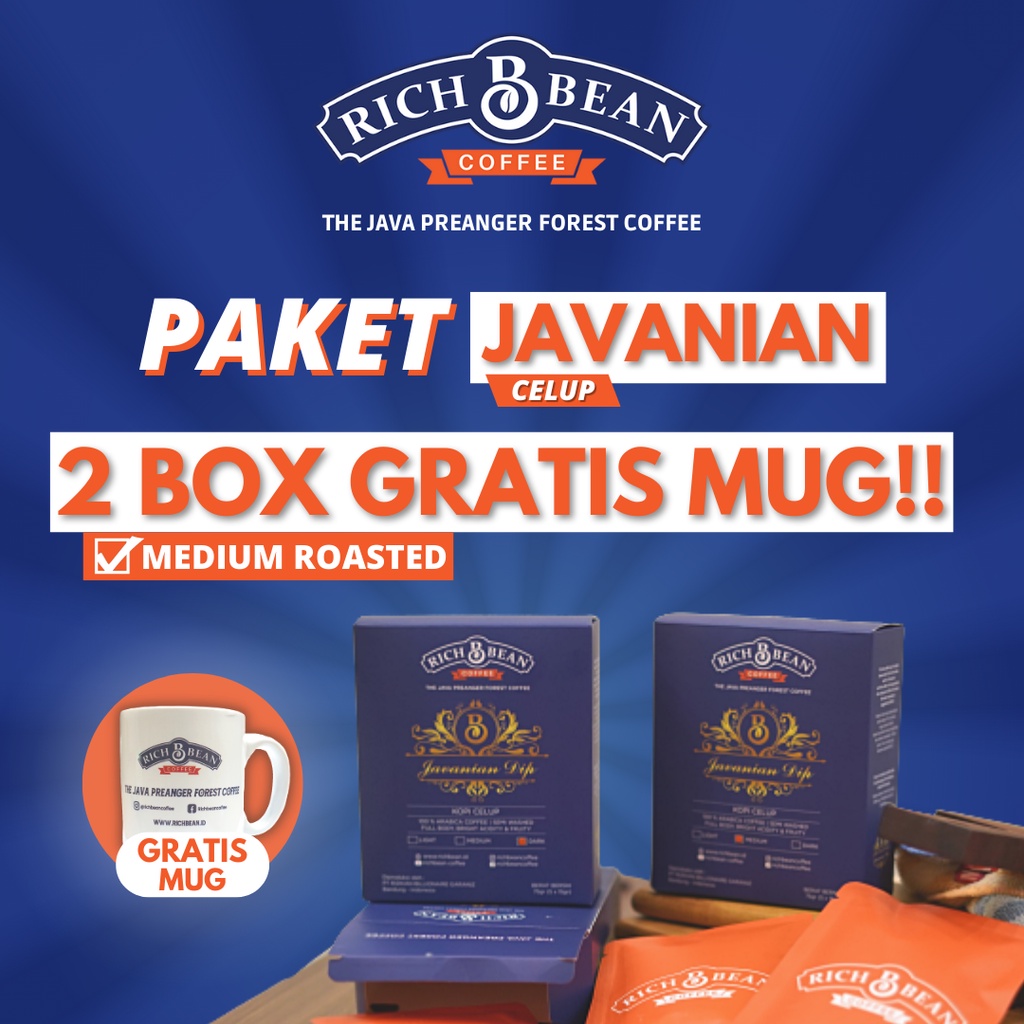 Jual PAKET KOPI CELUP RICHBEAN [2 Box] - Gratis Mug - Kopi Sachet Celup ...