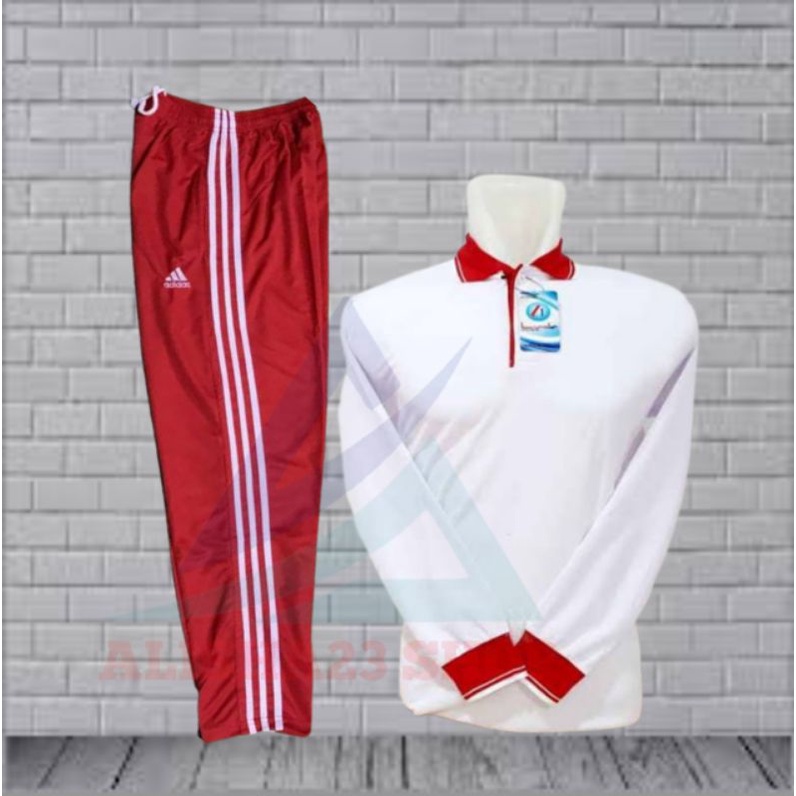 Jual Setelan baju putih merah lengan panjang/ set training merah putih ...