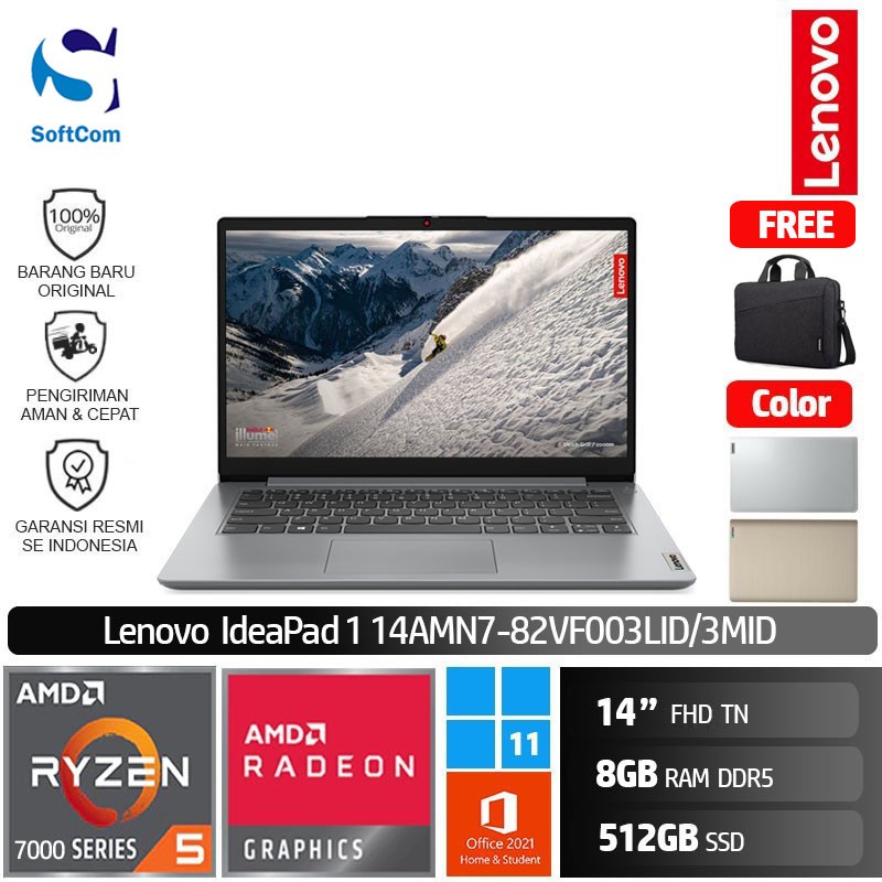 Jual Lenovo IP1 Slim 1 3LID 3MID R5 7520U/8GB/512GB SSD/14" FHD/W11+OHS ...