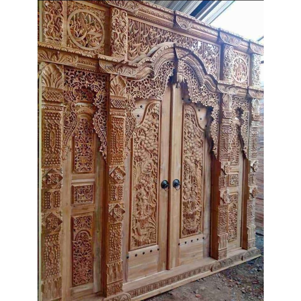 Jual pintu gebyok ukir jati jepara ukuran 2,5m pintu ukir rama shinta ...