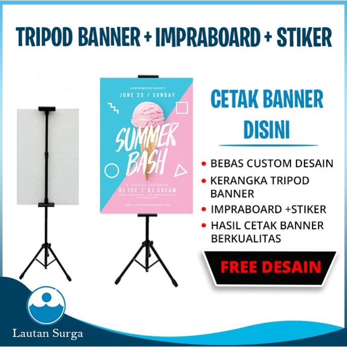 Jual [BISA COD] Tripod Banner Plus Impraboard dan Cetak Stiker FREE ...