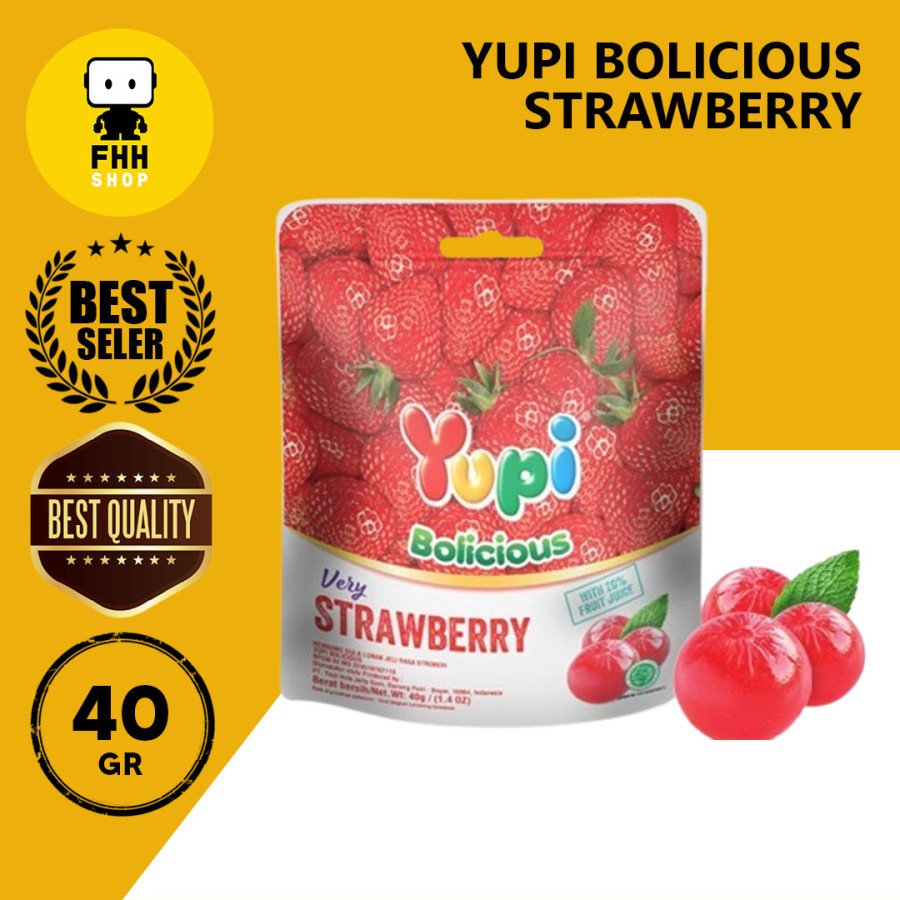 Jual Permen Gummy YUPI Bolicious - Strawberry 40 Gr | Shopee Indonesia
