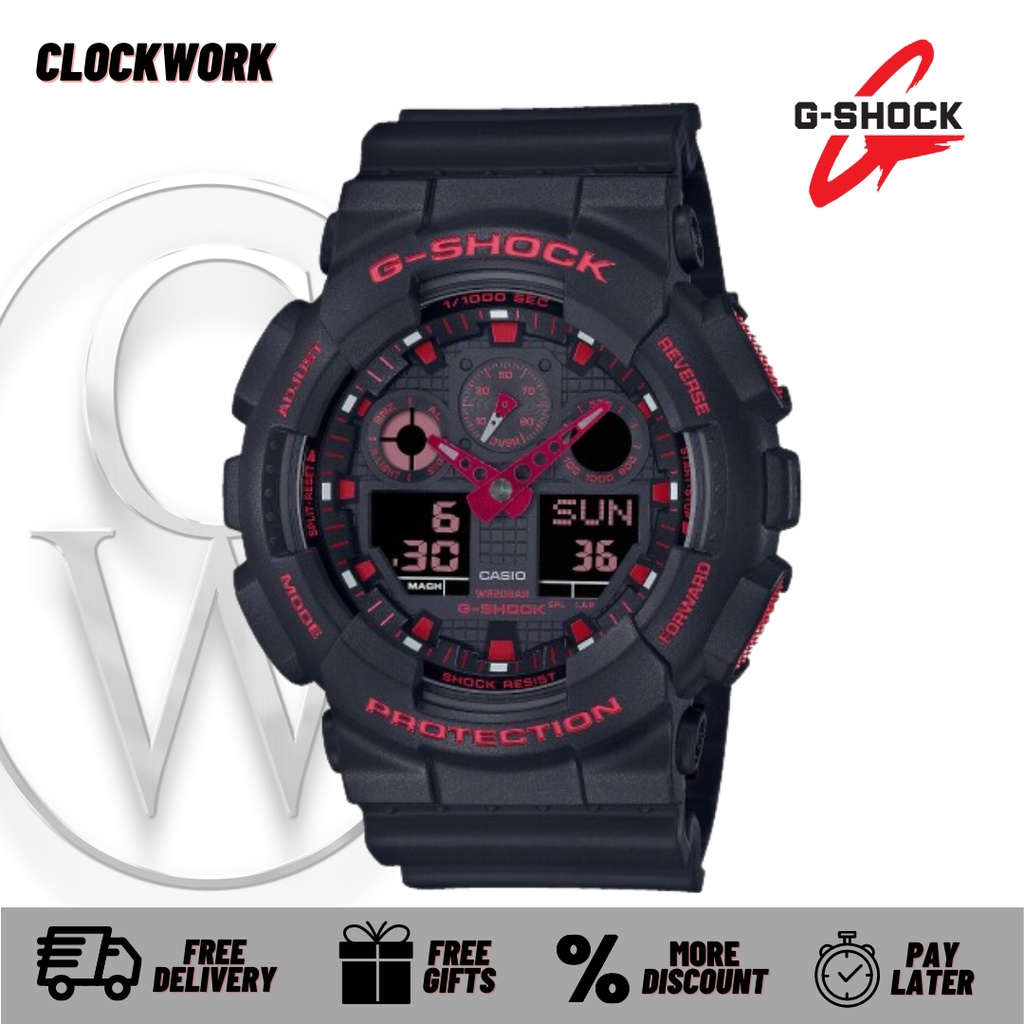 Jual Jam Tangan CASIO G SHOCK GA-100BNR-1A / GSHOCK GA 100BNR 1A ORIGINAL | Shopee Indonesia