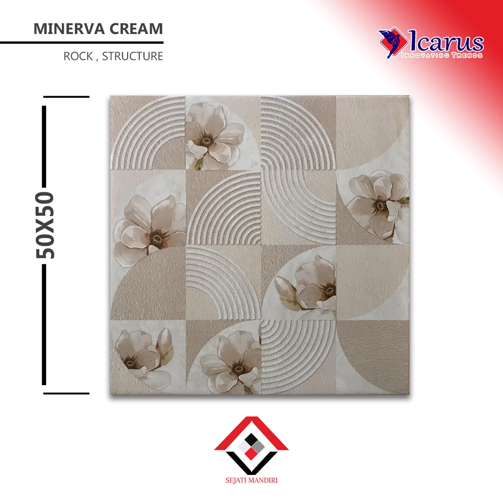 Jual keramik 50x50 - motif pola bunga - icarus - minerva cream | Shopee ...