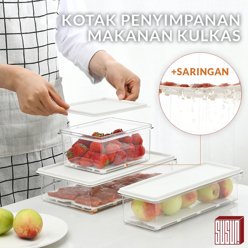 Jual Kotak Penyimpanan Makanan Kulkas dengan Saringan / Tempat ...