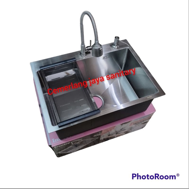 Jual Paket Lengkap Kitchen Sink Stainless INOBE 6045 + Kran Fleksibel ...