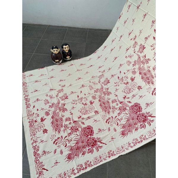 Jual Kain batik solo merak melati merah cream | Shopee Indonesia