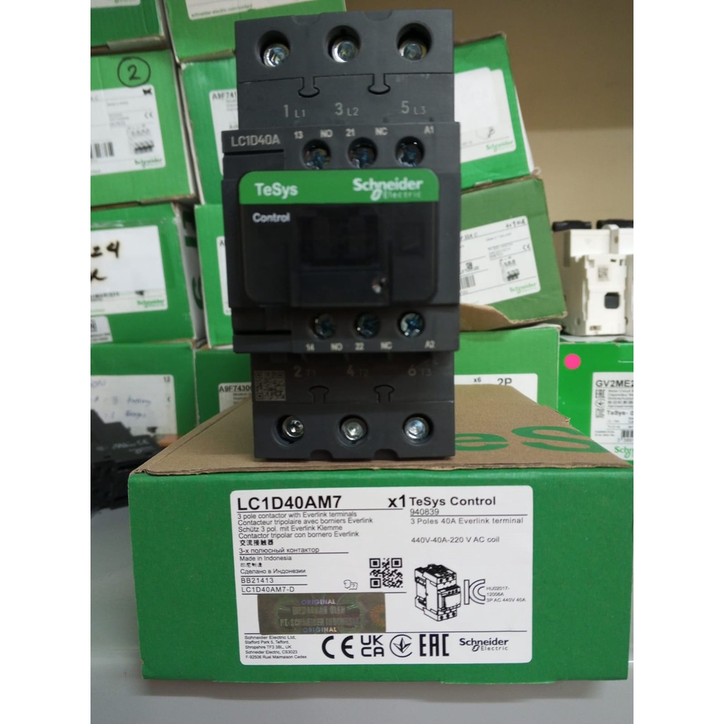 Jual Contactor / Kontaktor Schneider LC1D40M7 LC1D40AM7 220V 3P 40A 60A 18,5KW | Shopee Indonesia