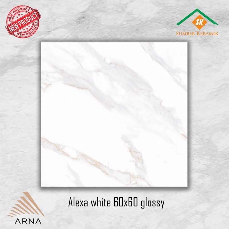 Jual GRANITE LANTAI 60x60 ALEXA WHITE / GLOSSY / ARNA | Shopee Indonesia