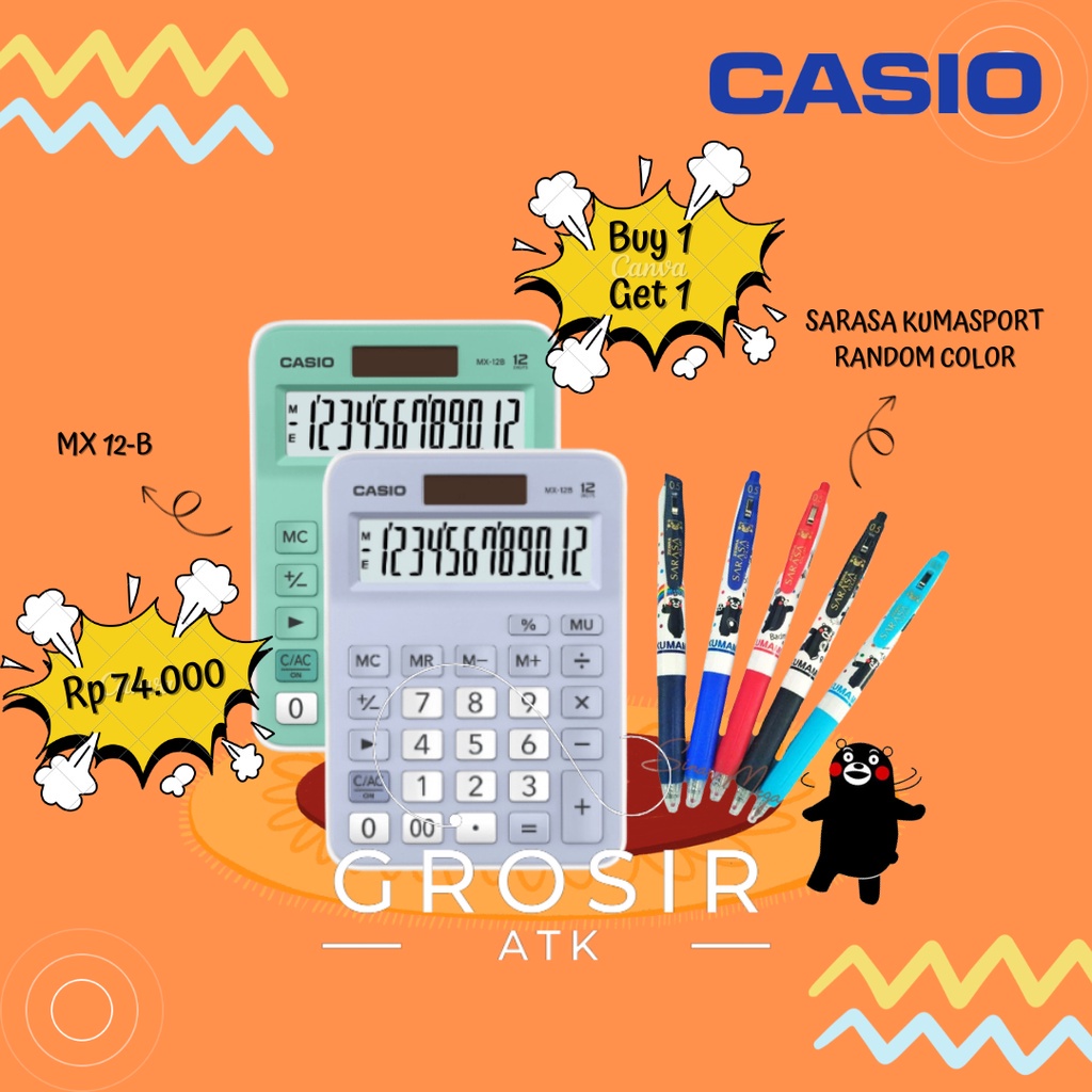 Jual CASIO MX-12B / Kalkulator Toko Dagang / Kalkulator Warna / Kalkulator 12 digit / Original ...