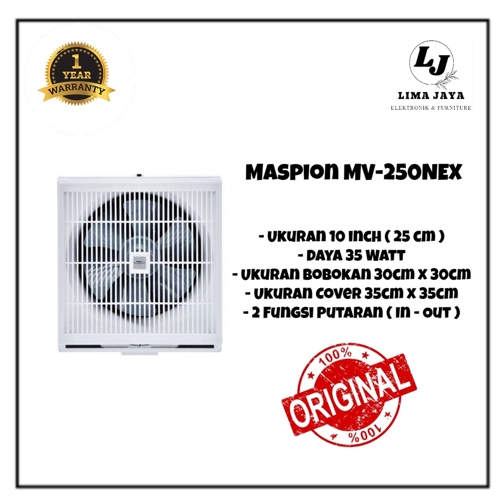 Jual Exhaust Fan Maspion MV-250NEX Hexos Dinding Plafon Kipas Angin ...
