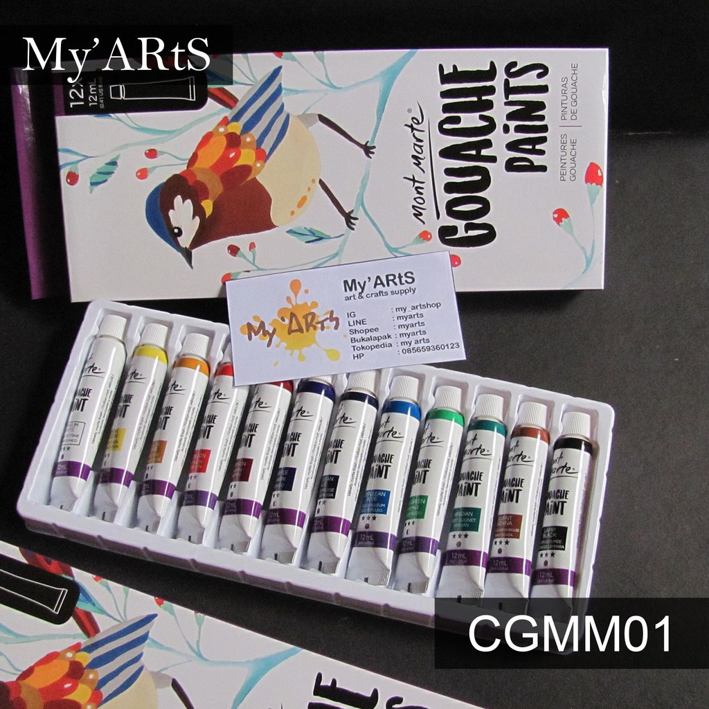 Jual Mont Marte Gouache Paints 12 x 12ml Cat Lukis Sketsa Cat Air ...