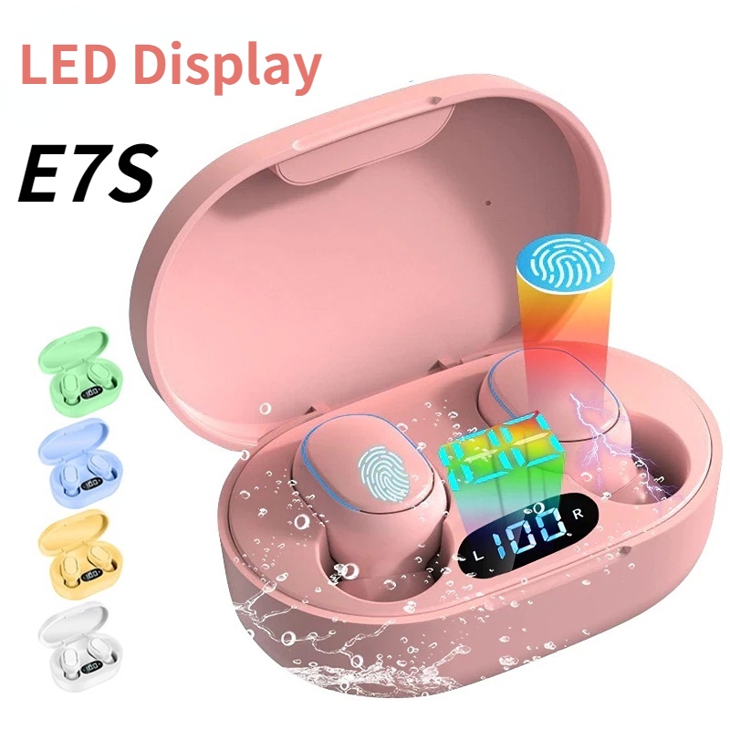 Jual E7S TWS Wireless Bluetooth HiFi Stereo Smart Touch Earphones Earset Stereo Headphones Noise ...