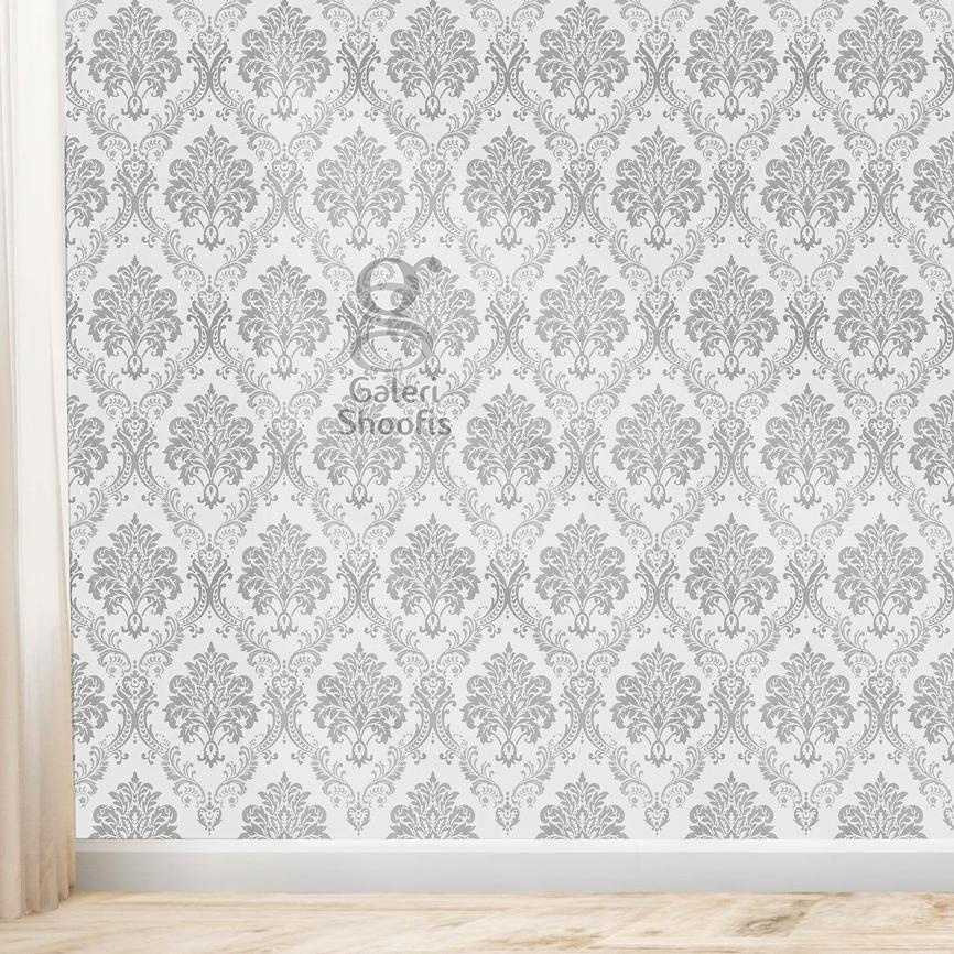 Jual Star COD Wallpaper Sticker Dinding Putih Motif Batik Silver ...
