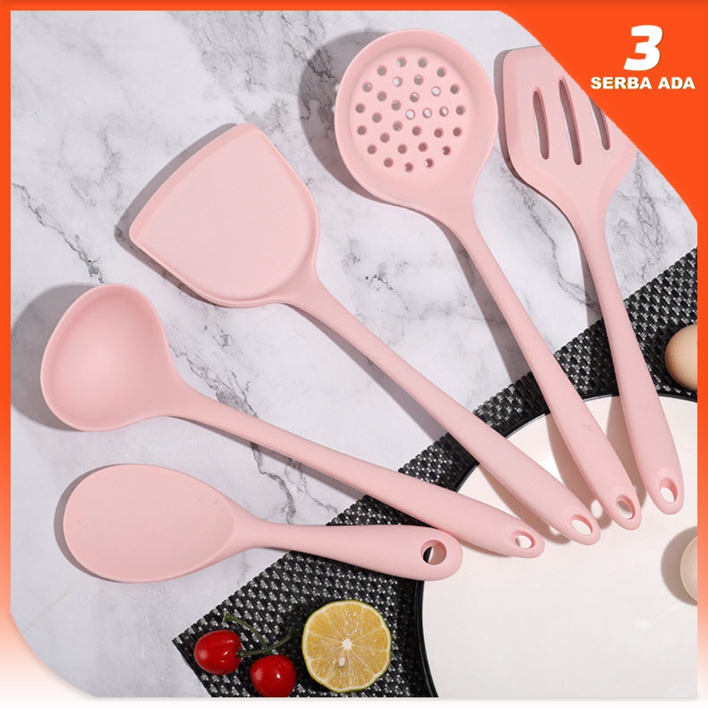 Jual Spatula Set Silikon Tahan Panas Warna Pink / Alat Masak Set Anti ...