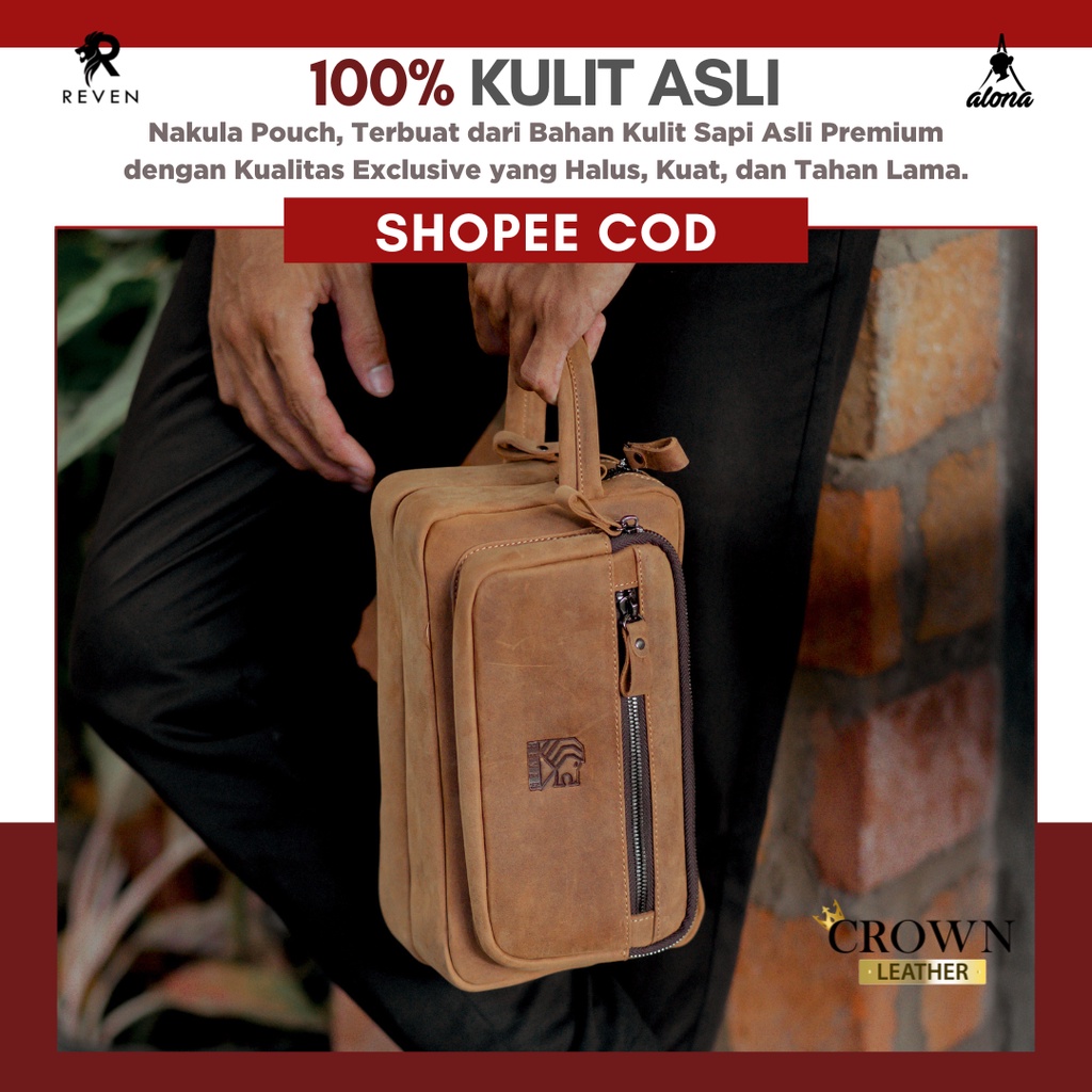 Jual Tas Tangan CLUTCH NAKULA POUCH Handbag Pria Bahan 100% Kulit Sapi ...