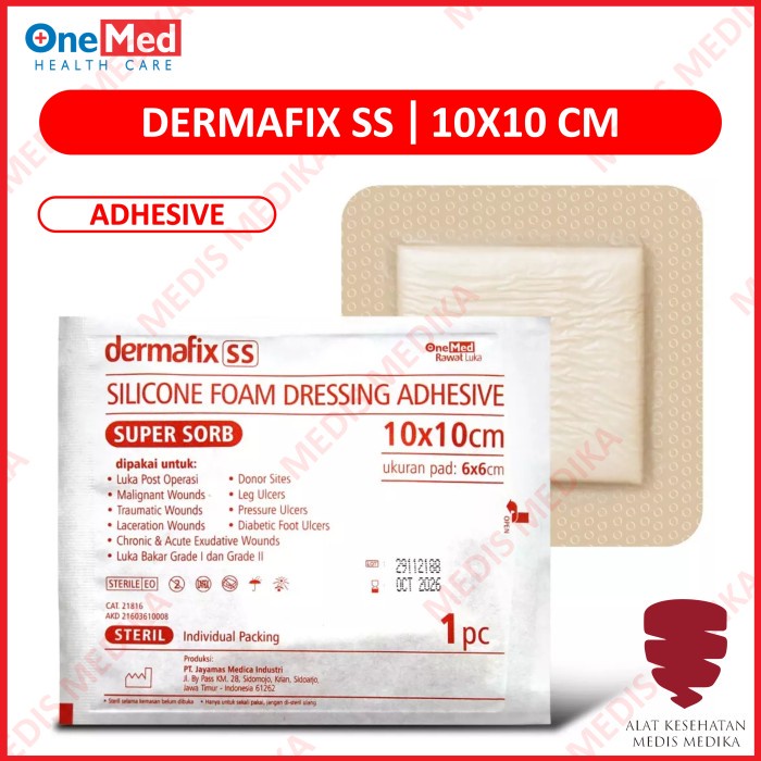 Jual Dermafix SS 10 x 10 cm Onemed Adhesive Silicone Foam Super Sorb ...