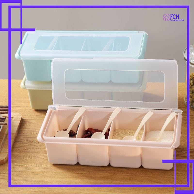 Jual FCH Rak bumbu 4 sekat / kotak bumbu 4in1 / tempat bumbu dapur ...