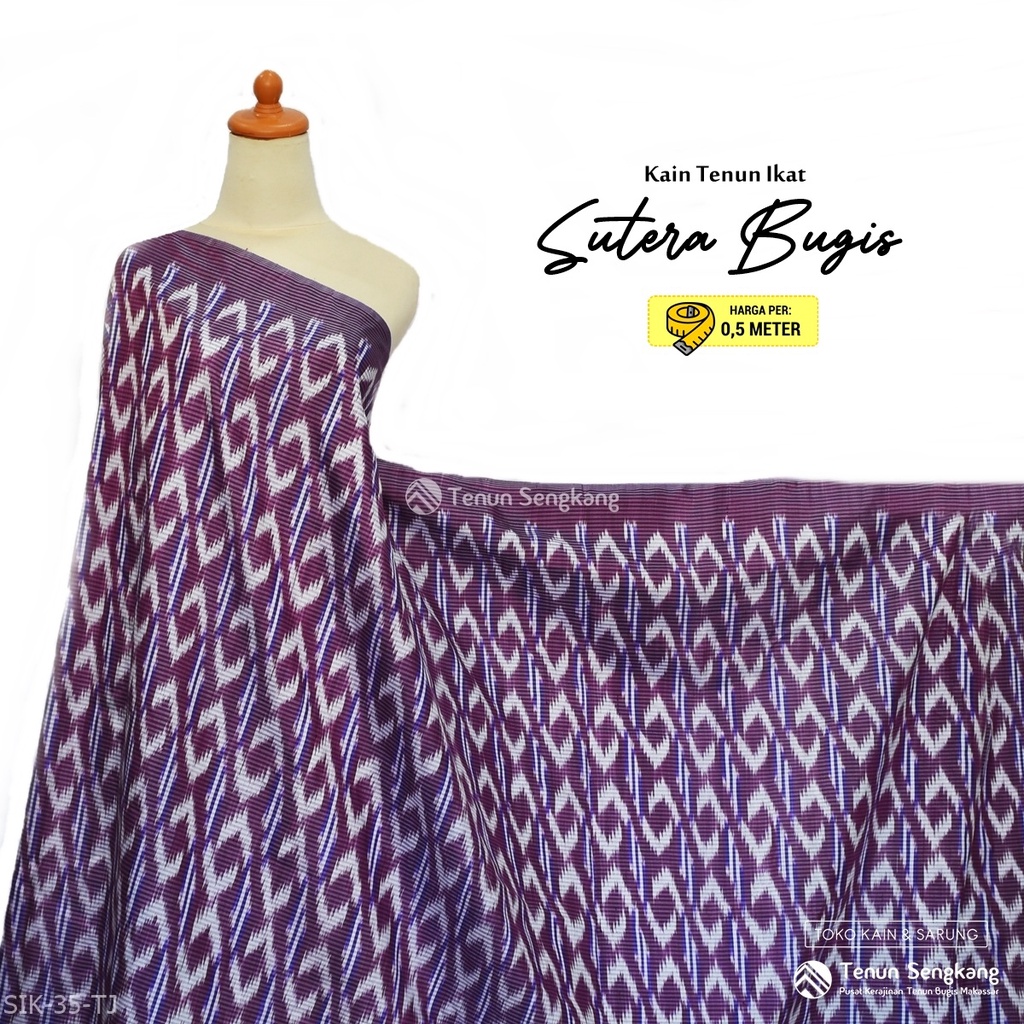 Jual Kain Tenun Ikat Sutra Asli Bugis Makassar Ungu Tua - Tenun Sengkang SIK-35-TJ (Harga per 0 ...