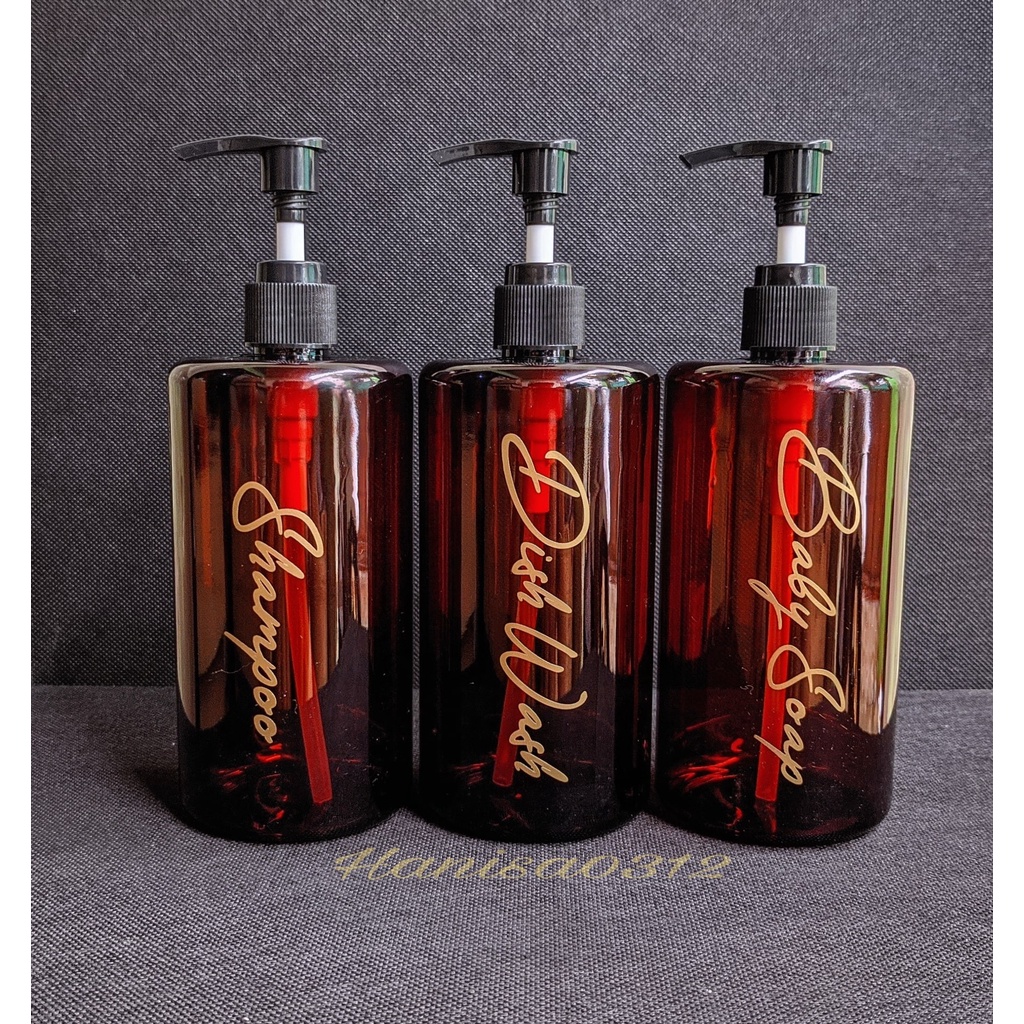 Jual Botol Pump 500ml Coklat Amber / Botol Sabun Cair Pump 500 ml ...