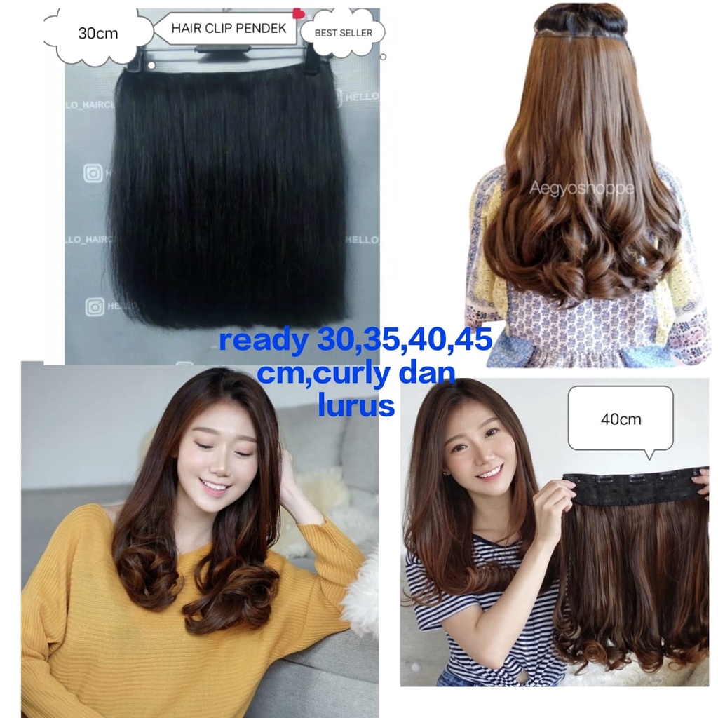 Jual Hairclip korean bottom pendek 40cm Hair clip rambut palsu | Shopee ...