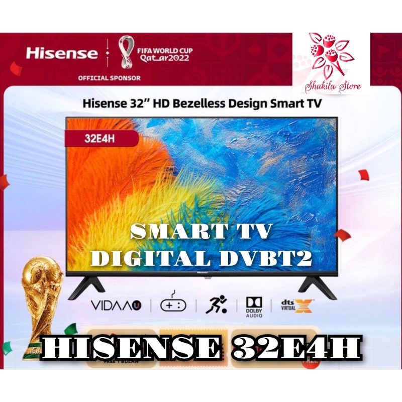 Jual HISENSE 32E4H SMART TV 32 INCH HD DIGITAL TV LED TV 32" | Shopee ...