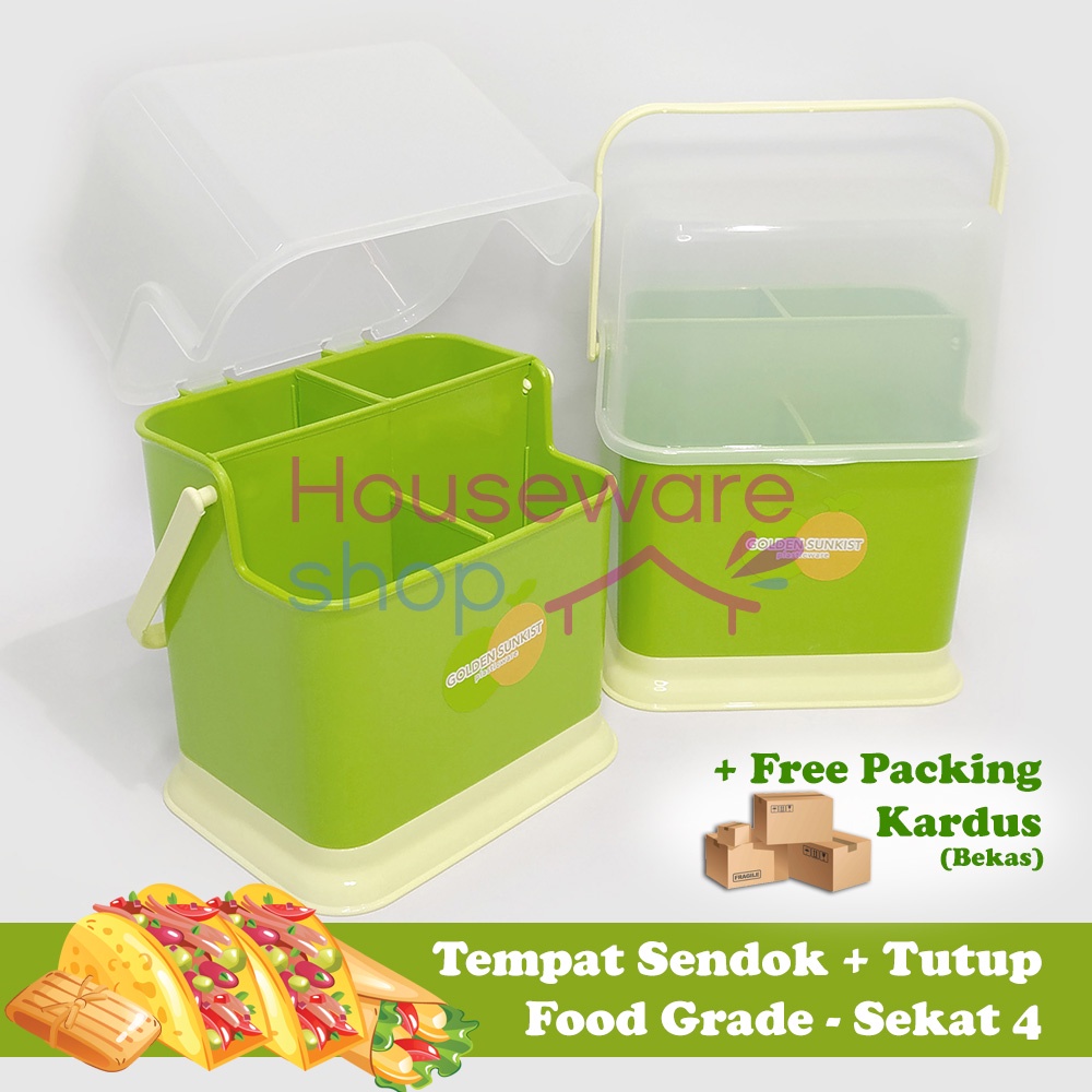 Jual Tempat Sendok Tutup / Tempat Garpu Sumpit Multifungsi Golden ...