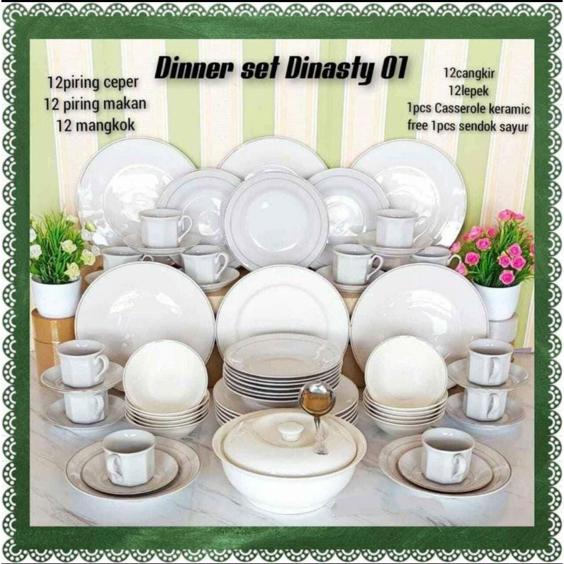 Jual Paket Piring Dinner Set Dinasty Piring Set Putih | Shopee Indonesia