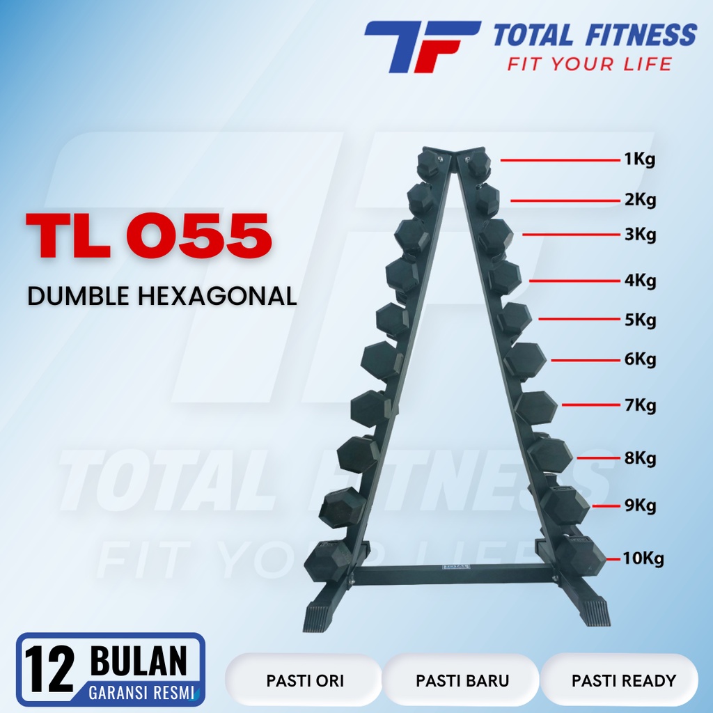 Jual Dumble Hexagonal Total Fitness Berat 1-10 Kg | Shopee Indonesia