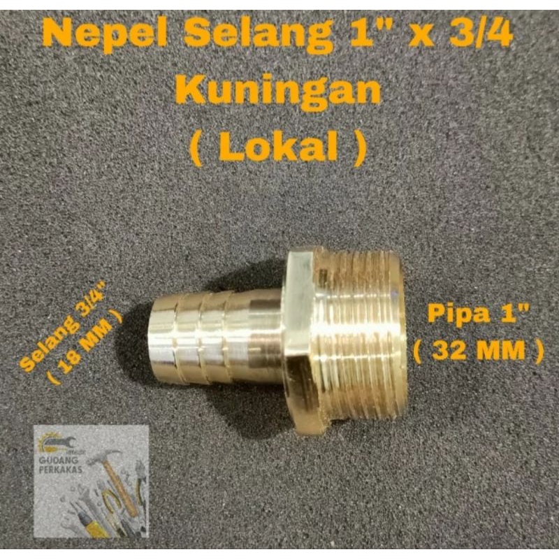 Jual Nepel Selang 1"x3/4 LOKAL - Nepel Selang Kuningan Drat Luar 1x3/4 ...