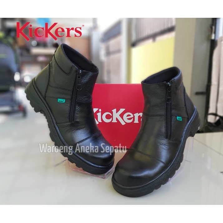 Jual Sepatu Boots Safety Zippers Kickers King Kulit Pria Ujung Besi ...