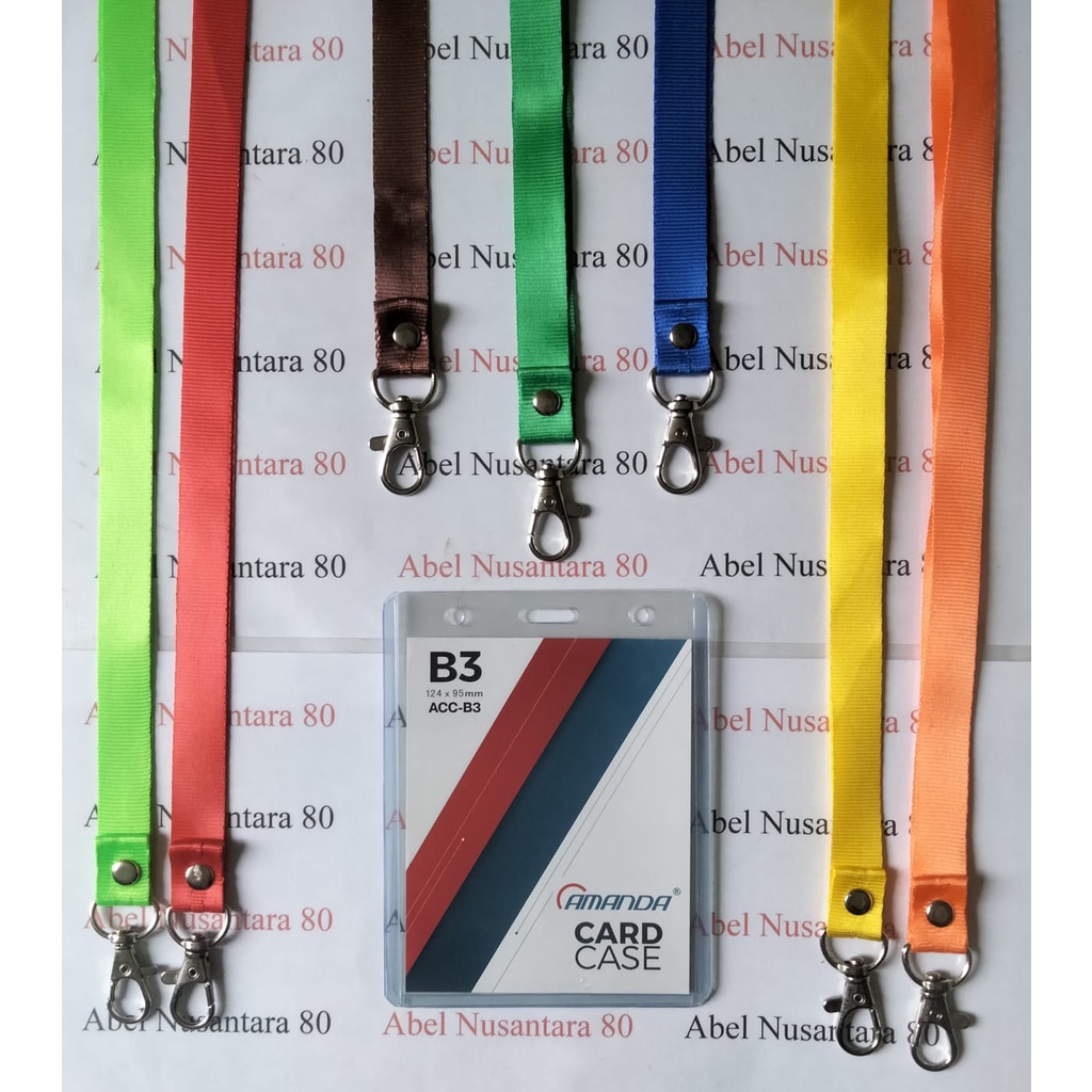 Jual Paket Tali ID Card Kait 1.5CM Polos dengan Card Case B3 | Shopee Indonesia