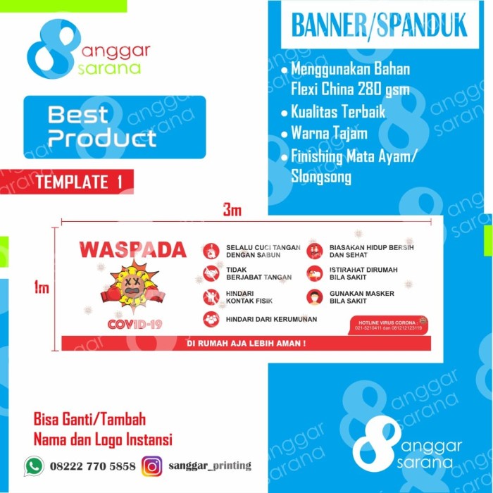 Jual SPANDUK/ BANNER HIMBAUAN CORONA COVID 19 UKURAN 3X1 M | Shopee ...