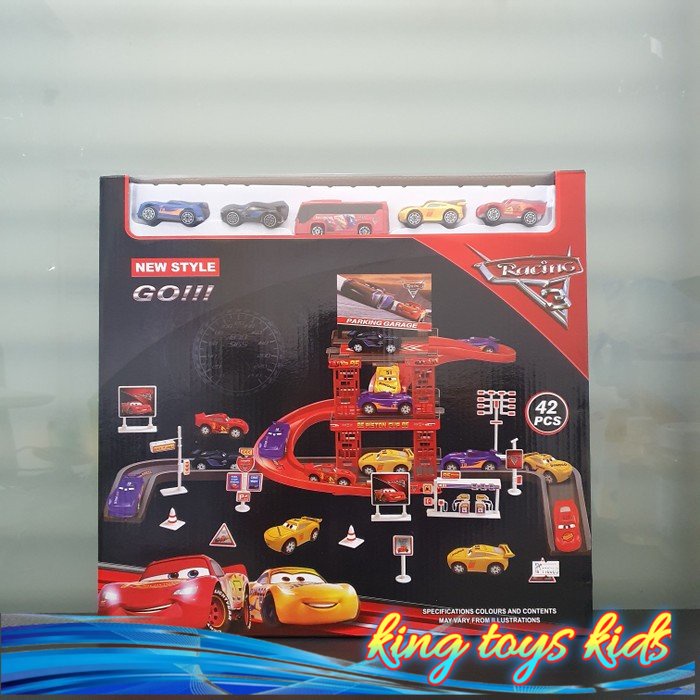 Jual LARIS / [DISNEY MCQUEEN] NEW PARKING GARAGE TRACK + 5 CARS SET ...