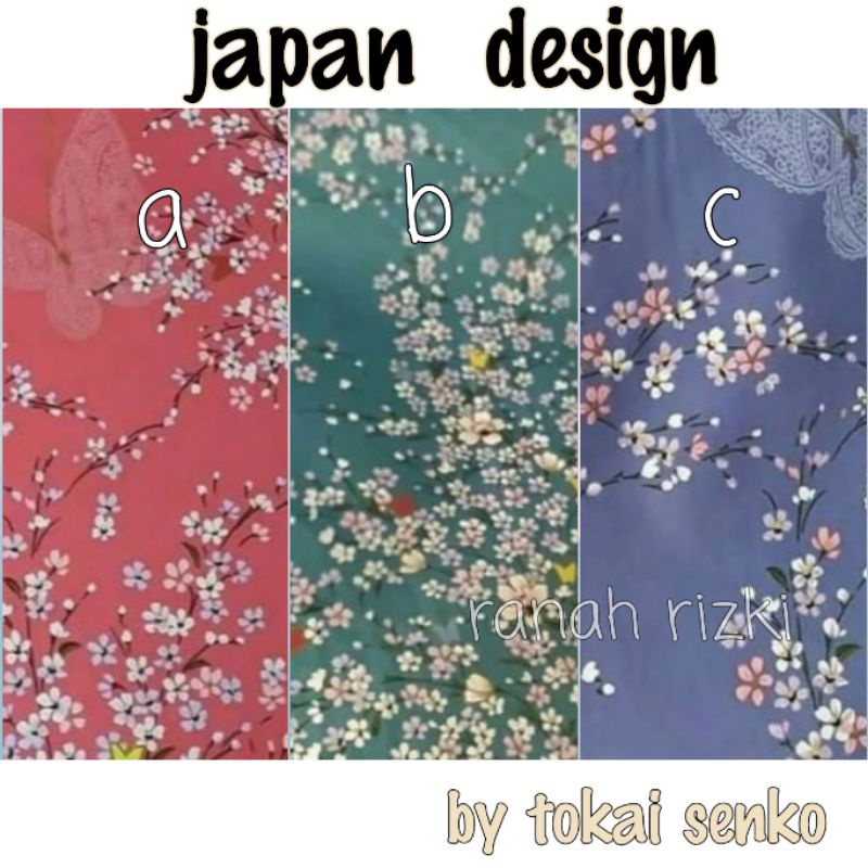 Jual kain katun jepang motif bunga sakura kupu kupu km078 b / butterfly ...