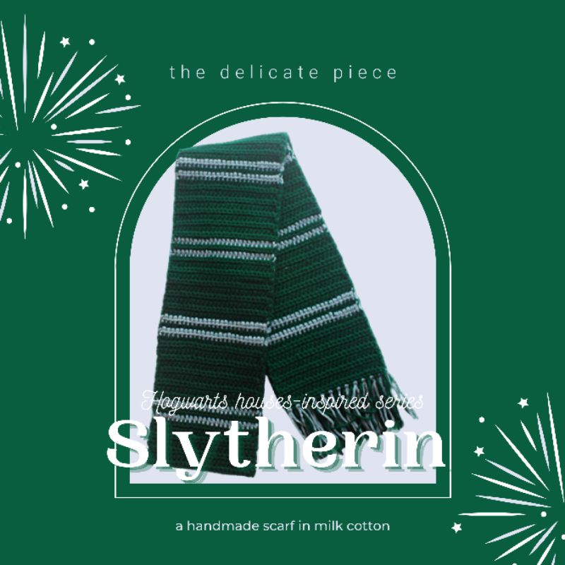 Jual Slytherin Crochet Scarf /Syal Motif Hogwarts House Slytherin Seri ...